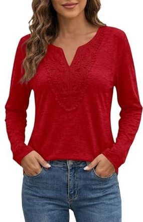 Generic Robe boh&egrave;me 2026 pour femme, style boh&egrave;me, chemise &agrave; manches longues avec col &eacute;l&eacute;gant, chemisier fluide et d&eacute;contract&eacute;, tunique pour tous les jours, R