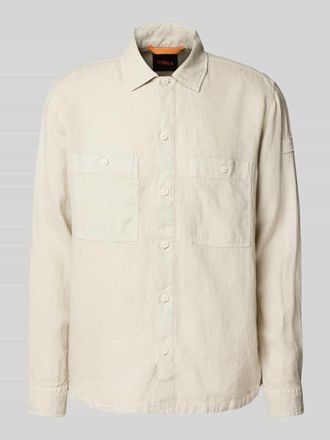 Boss Orange by Hugo Boss Regular Fit Leinenhemdjacke mit Brusttaschen Modell Locky