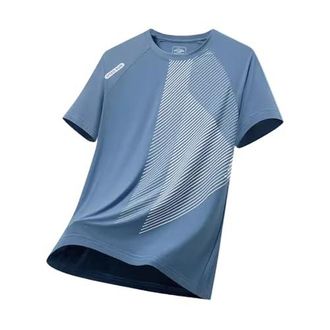 Generic T-shirt d&eacute;t&eacute; en soie pour homme - Manches courtes, bleu, 3XL
