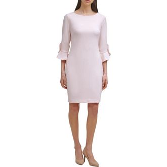 Karl Lagerfeld Damen Kreppkleid mit Tulpen&auml;rmeln Kleid, Bl&uuml;tenblatt, Pink, 36