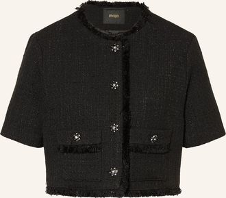 Maje Boucl&eacute;-Jacke Mit Schmucksteinen Und Glitzergarn schwarz