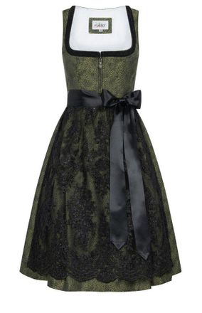 N&uuml;bler Trachtenkleid Midi Dirndl Leo in Gr&uuml;n von N&uuml;bler