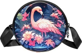 Generic Sac &agrave; bandouli&egrave;re Circle pour femme, petit sac &agrave; bandouli&egrave;re rose avec fermeture &eacute;clair, bretelles r&eacute;glables, sac &agrave; main rond d&eacute;contract&eacute; pour femmes 