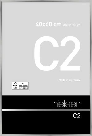 Nielsen Design Bilderrahmen, 40 x 60 cm, Aluminium, Silber glanz, Posterrahmen zum Aufhängen im Hoch- & Querformat, Echtglas, C2