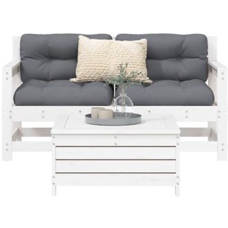 vidaXL Salon de jardin 3 pcs blanc bois de pin massif Vidaxl