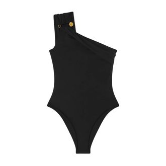 Versace Femme, Tops, Noir, Taille: 42 FR Maillot de bain une pi&egrave;ce fronc&eacute; avec &eacute;pingle de s&ucirc;ret&eacute;
