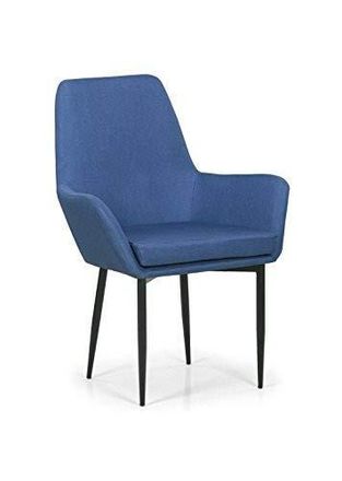 Menzzo Fauteuil Ernest Tissu Bleu fonc&eacute;
