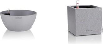 Lechuza CUBETO Stone 40 steingrau 13840 & Canto Stone 14 hochwertiger Kräuterwürfel mit Stick-Bewässerungssystem, steingrau