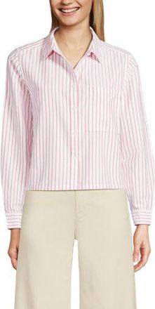 Lands End Verk&uuml;rzte Oxfordbluse, Damen, Gr&ouml;&szlig;e:44-46 regular, Rot, Baumwolle, by Lands End