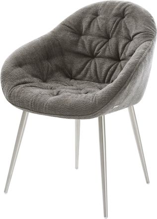 DELIFE Polsterstuhl Gaio-Flex 4-Fuß konisch Edelstahl Bouclé Soft Schlamm