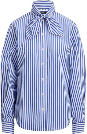 Ralph Lauren Femme, Blouses et Chemises, Bleu, Taille: 38 FR Chemise &agrave; rayures avec col &agrave; nouer