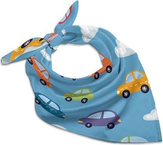 Generic Écharpe carrée en soie légère avec motif nuage de voiture de dessin animé, écharpe de taxi mignonne pour cheveux, foulard respirant, cadeau pour femme