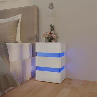 vidaXL Table de chevet &agrave; led Blanc 45x35x67 cm Bois ding&eacute;nierie