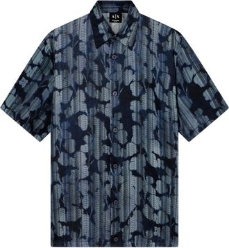A|X Armani Exchange Homme, Chemises, Bleu, Taille: M Camicia stampa