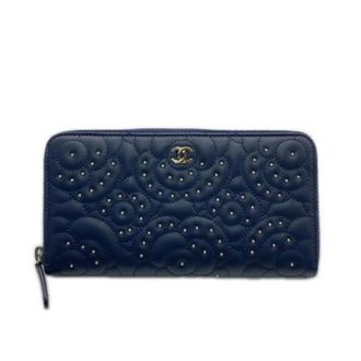 Chanel Portefeuille long Camellia Pre-owned (bi-pli) - Femme - Pre-owned - Bleu - Taille: ONE Size