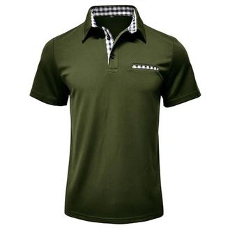 Generic Polo pour homme d&eacute;contract&eacute; avec blocs de couleurs pour homme, manches courtes, t-shirt polyvalent pour la mode estivale, vert, XXL