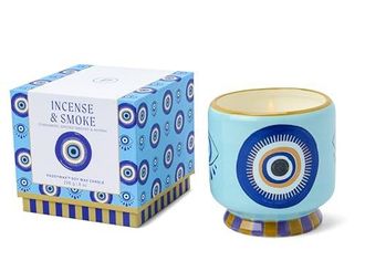 Paddywax Bougie parfum&eacute;e Dopo en c&eacute;ramique peinte &agrave; la main - 226 g - OEil - Encens et fum&eacute;e