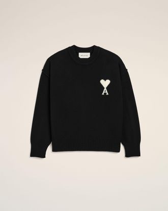 Ami Ami Paris - Pull noir en laine Ami de Coeur Noir - Taille : XXL - Unisex
