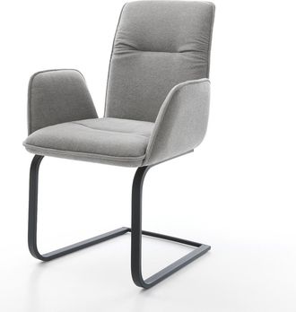 DELIFE Freischwinger Vinja-Flex Strukturstoff Soft Grau Freischwinger flach Schwarz, Esszimmerst&uuml;hle