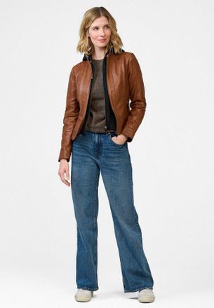 Ricano Lederjacke Rania Lederjacke mit Kapuze und Bikerapplikationen