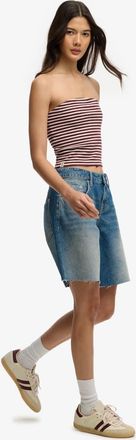 Superdry Weite Shorts in mittlerem Meerblau mit mittelhohem Bund