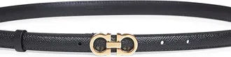 Ferragamo Hammered Leather Gancini Belt - Black