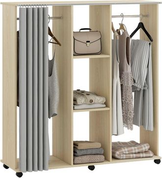 HOMCOM Armoire penderie - Bois - 120x40x128cm - bois naturel