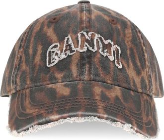Ganni B3020268 Ocelot Leopard Organic Cotton Baseball Cap