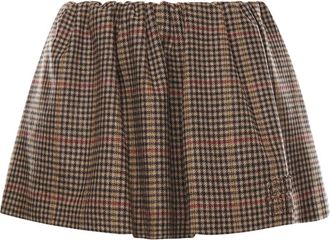 Miu Miu check gathered mini skirt - Braun