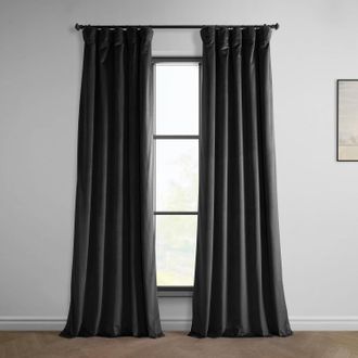 Half Price Drapes Heritage Plüsch-Samt-Vorhänge, 308 cm lang, Raumverdunkelungsvorhänge für Schlafzimmer und Wohnzimmer, 120 x 304,8 cm (B x L), Schwarz