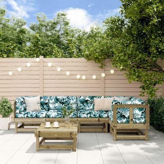 vidaXL Salon de jardin 6 pcs bois de pin impr&eacute;gn&eacute; Vidaxl