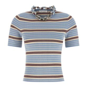 Paco Rabanne Crewneck Chain T-Shirt - - Knitwear - Damen - Blau - M