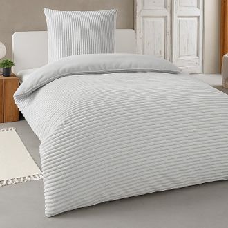 Heimtexland Winter Bettw&auml;sche Cord kuschelig weich warm Cashmere Touch Wende Bettbezug Set 80x80 I 155x220 Super Soft temperaturausgleichend atmungsaktiv Oeko-TEX