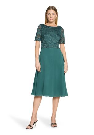 Vera Mont Cocktailkleid VERA MONT Damen mit Spitze, Damen, Gr. 36, Normalgr&ouml;&szlig;en, gr&uuml;n (schwarz emerald), Obermaterial: 100% Polyester. Futter: 100% Polyester, a