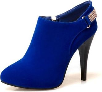 Generic Eleagnt Escarpins à talon aiguille à bout pointu avec strass et fermeture éclair latérale pour femme, bleu, 38.5 EU