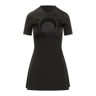 Marine Serre Moon Mini-Kleid mit Raffungen - - Dresses - Damen - Schwarzk - M