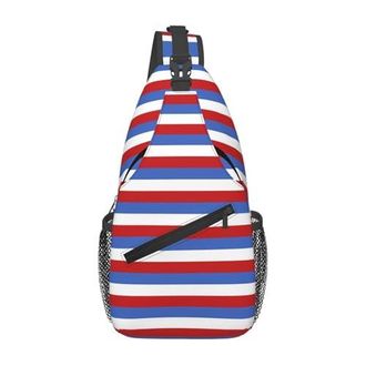 Generic Rayures Du Drapeau Du Panama Et Du Paraguay Sac &Agrave; Bandouli&egrave;re Pratique Sacoche Epaule Antivol Sac Banane Pour Camping Randonn&eacute;e Voyage