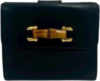 Gucci Portefeuille en cuir bambou pr&eacute;-poss&eacute;d&eacute; - Femme - Pre-owned - Bleu - Taille: ONE Size