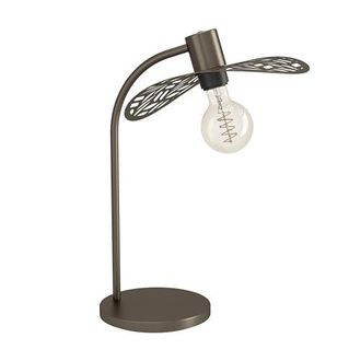 Eglo Tischlampe Swaby, Nachttischlampe mit geschwungenem Lampenschirm, Zimmer Deko Wohnzimmer, Tischleuchte aus Metall in Bronze, E27 Fassung, H 46,5 cm