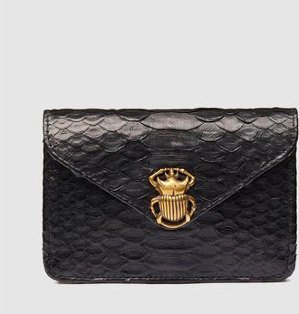 CLARIS VIROT Porte-cartes Alex Python Noir