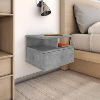 vidaXL Tables de chevet flottantes 2 pcs Gris b&eacute;ton Bois ding&eacute;nierie Vidaxl