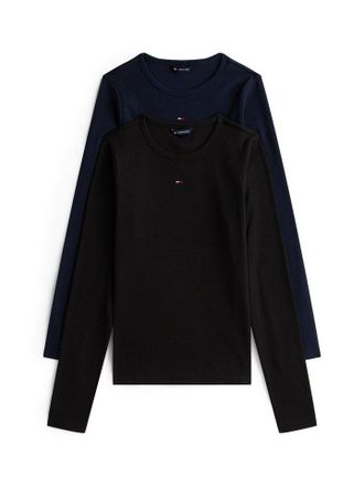 Tommy Jeans Langarmshirt TJW 2PACK SLIM ESSENTIAL RIB LS (Packung, 2-tlg., 2er-Pack) in Rippoptik, mit Logostickerei