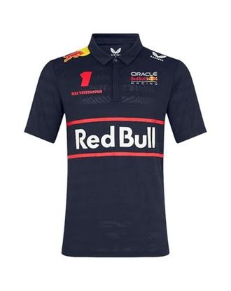 Castore Polo &agrave; Manches Courtes Oracle Red Bull Racing Teamline pour Homme, Max Verstappen - Ciel Nocturne (FR/ES, Alpha/Lettres, 3TG, Taille Normale, Taille N