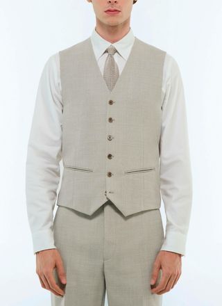 Fursac Gilet de costume en toile de laine - Taille 44 - Homme