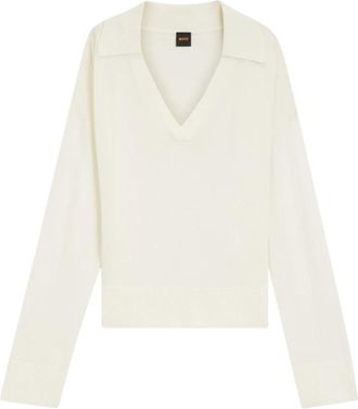 HUGO BOSS Fiaffisa V-Ausschnitt Strick - - Knitwear - Damen - Beige - L