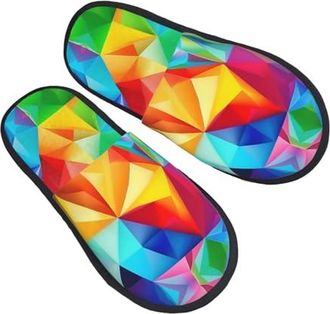 Generic L&eacute;g&egrave;re Pantoufles &agrave; Hiver Motif g&eacute;om&eacute;trique Rainbow Accueil Slippers Unisex Chaussons Homme pour Maison Hiver Ext&eacute;rieur L