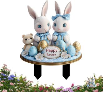 Generic Ostern Bunny Acryl Dekoration-2d Flat Decor für Garten und Rasen für den Außenbereich - Perfekt für Ostern im Haus, Garten, Topfpflanze Verschönerung-