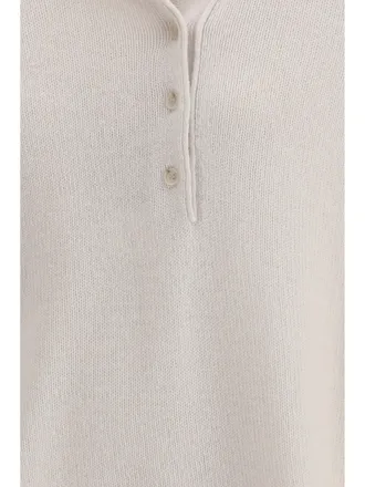 Allude Womens Polo-Neck Cashmere Sweater Cream (capra Hircus) Polo Tops