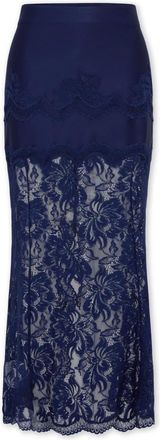 Paco Rabanne Midirock aus Spitze und Jersey - - Skirts - Damen - Blau - L