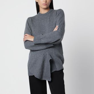 Toteme Dark grey asymmetrical wool and cashmere sweater